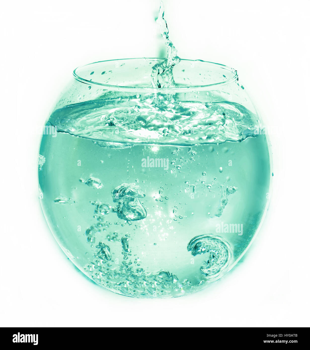 Abstract composition of water. Small aquarium isolated on white ...