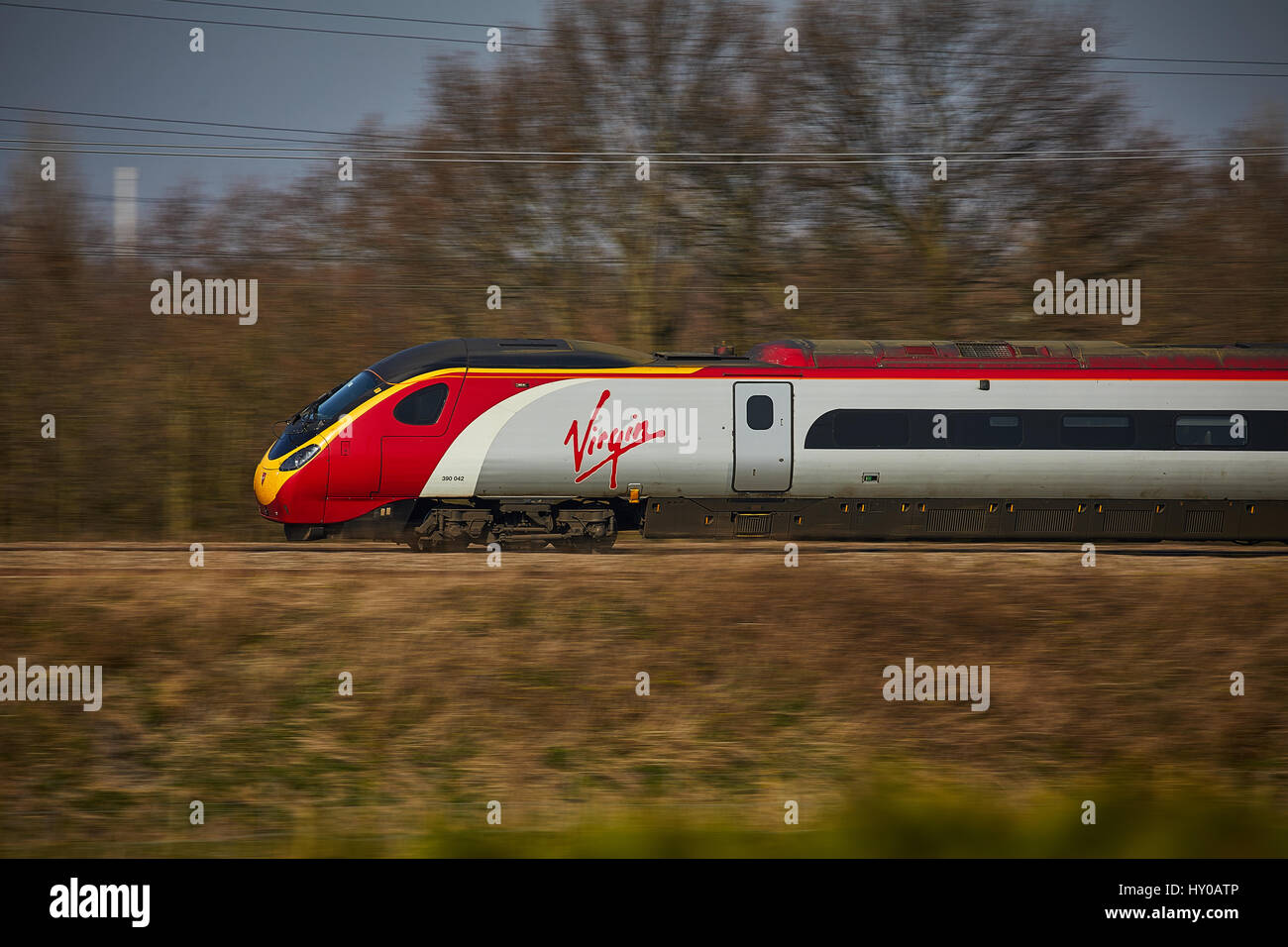 Italian designed, Alstom Class 390 Pendolino on the West Coast Main ...