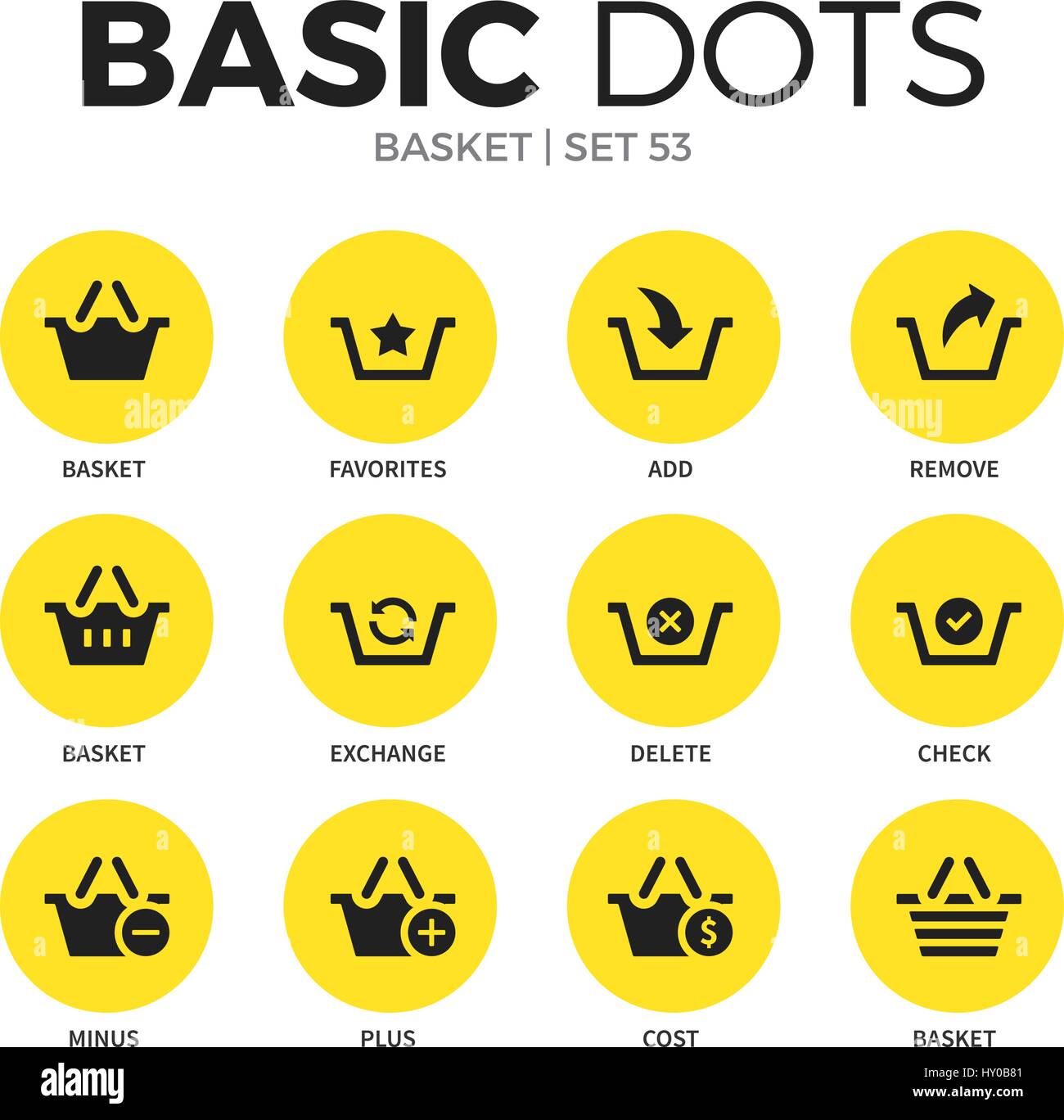 Basket flat icons vector set Stock Vector Image & Art - Alamy