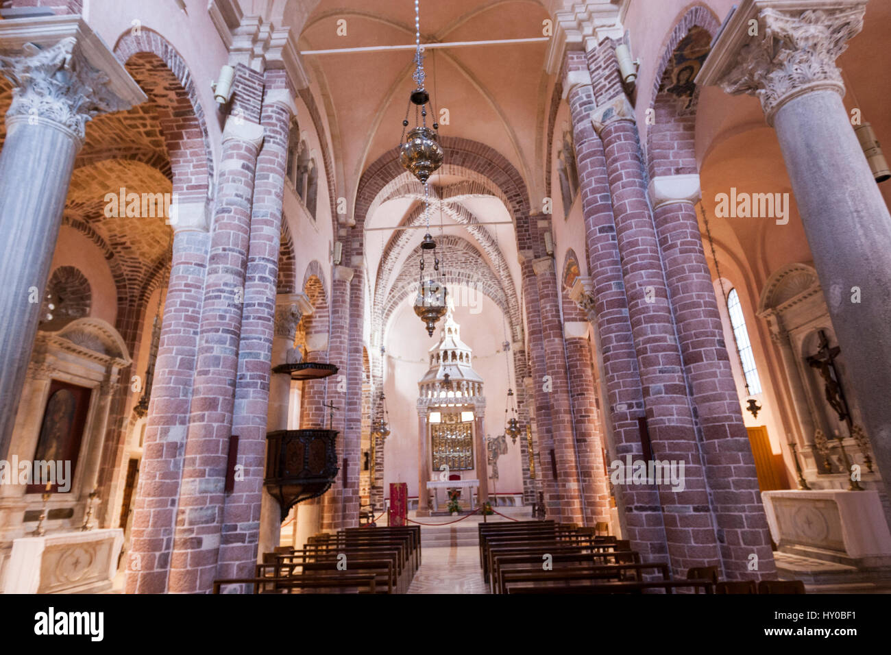 Interior of the Cathedral of Saint Tryphon in Kotor old town ...