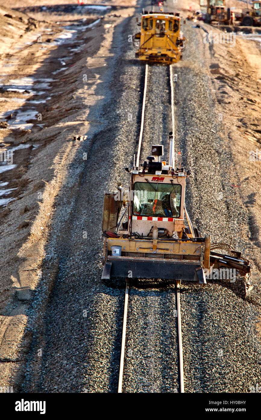 New Railroad Construction with cement rail ties Stock Photo - Alamy