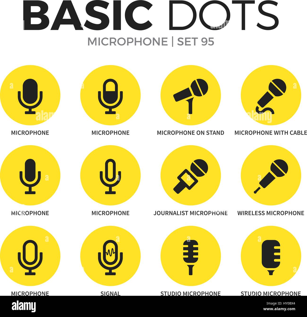 Microphone flat icons set with Microphone, studio microphone and ...
