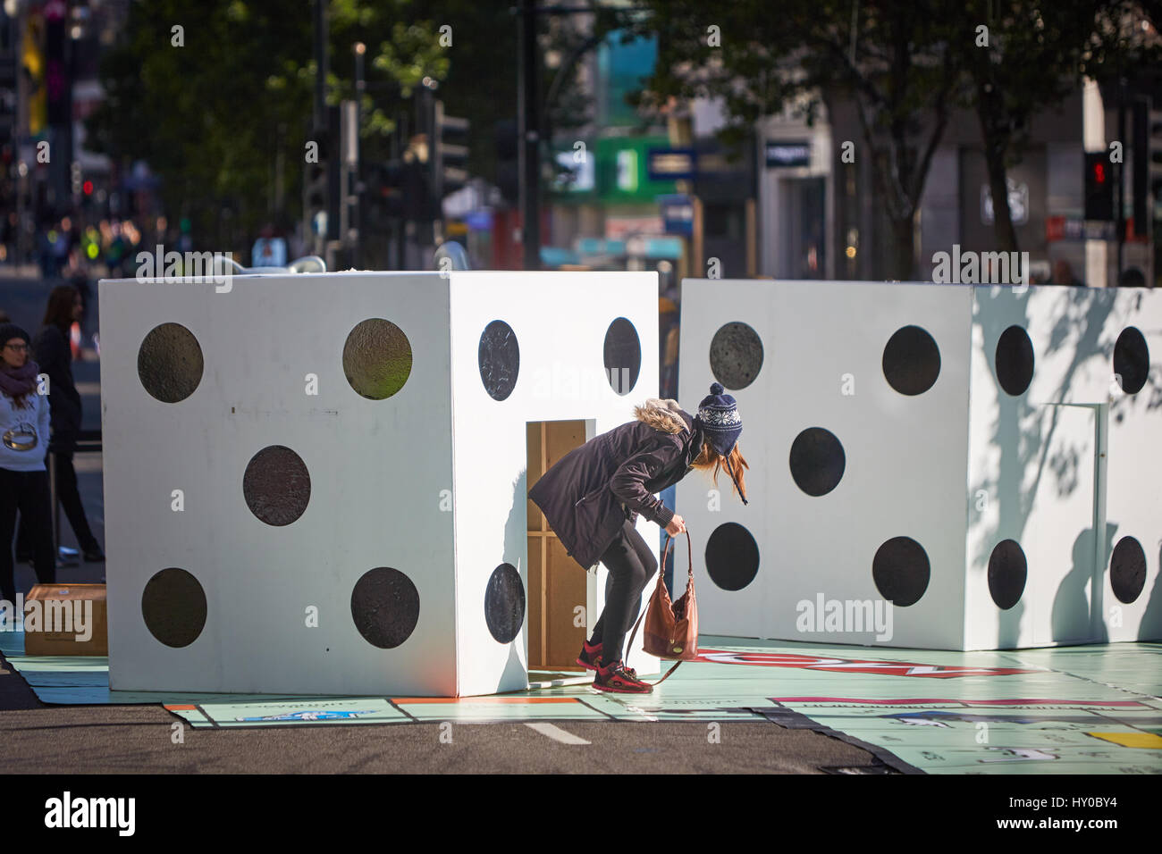 Huge dice from a giant Monopoly board on Oxford Street Stock Photo - Alamy