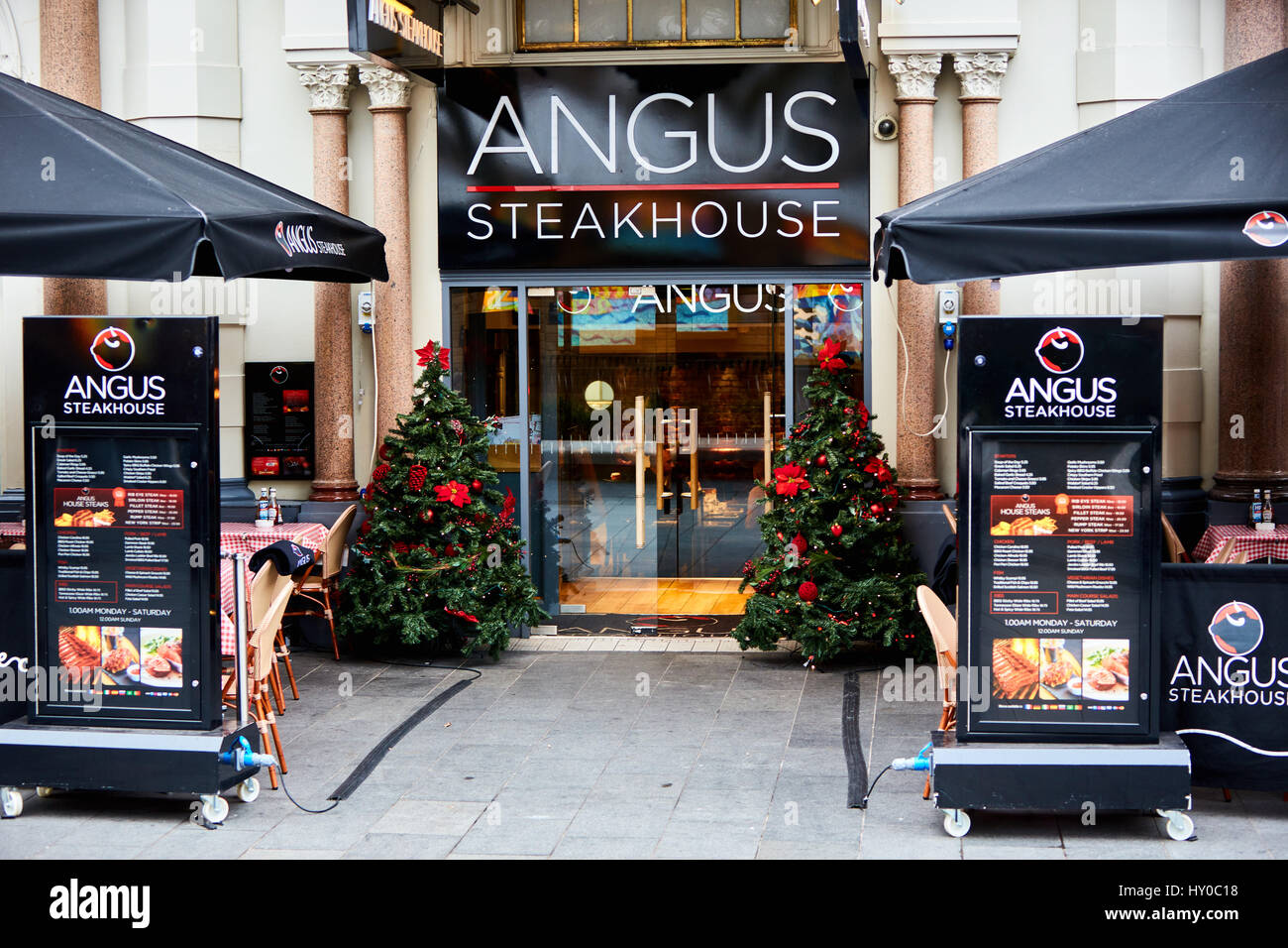 General view of an Angus Steakhouse restaurant in London with Christmas ...