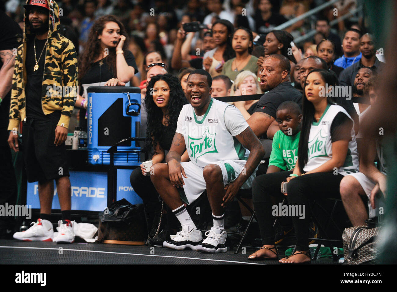 Couple Nicki Minaj and Meek Mill attends the BET Experience Sprite ...