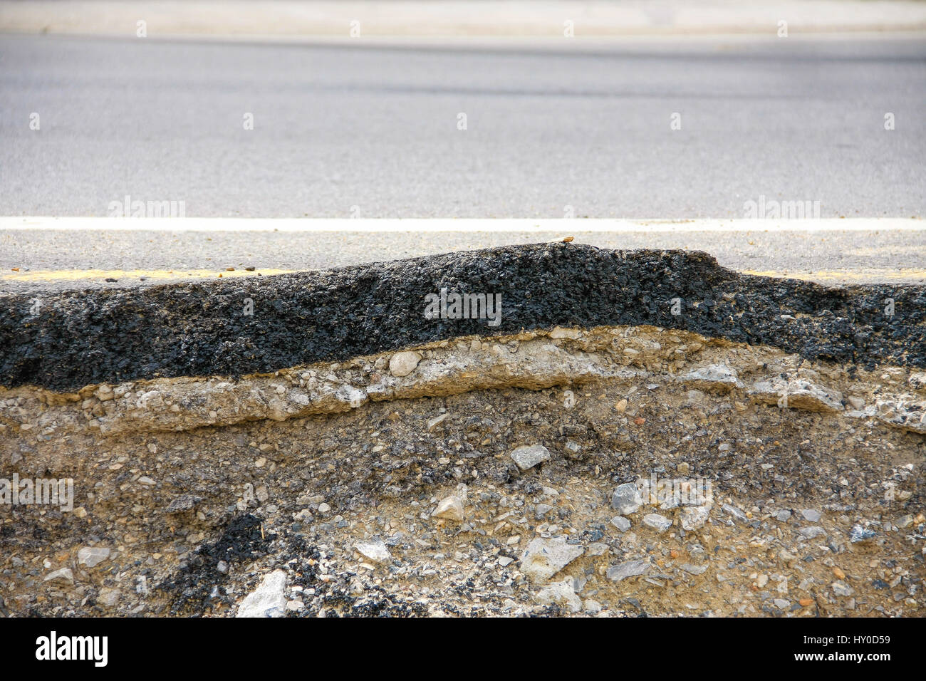 Layer of asphalt road was scour, Corrode, well-worn and clipped Stock ...