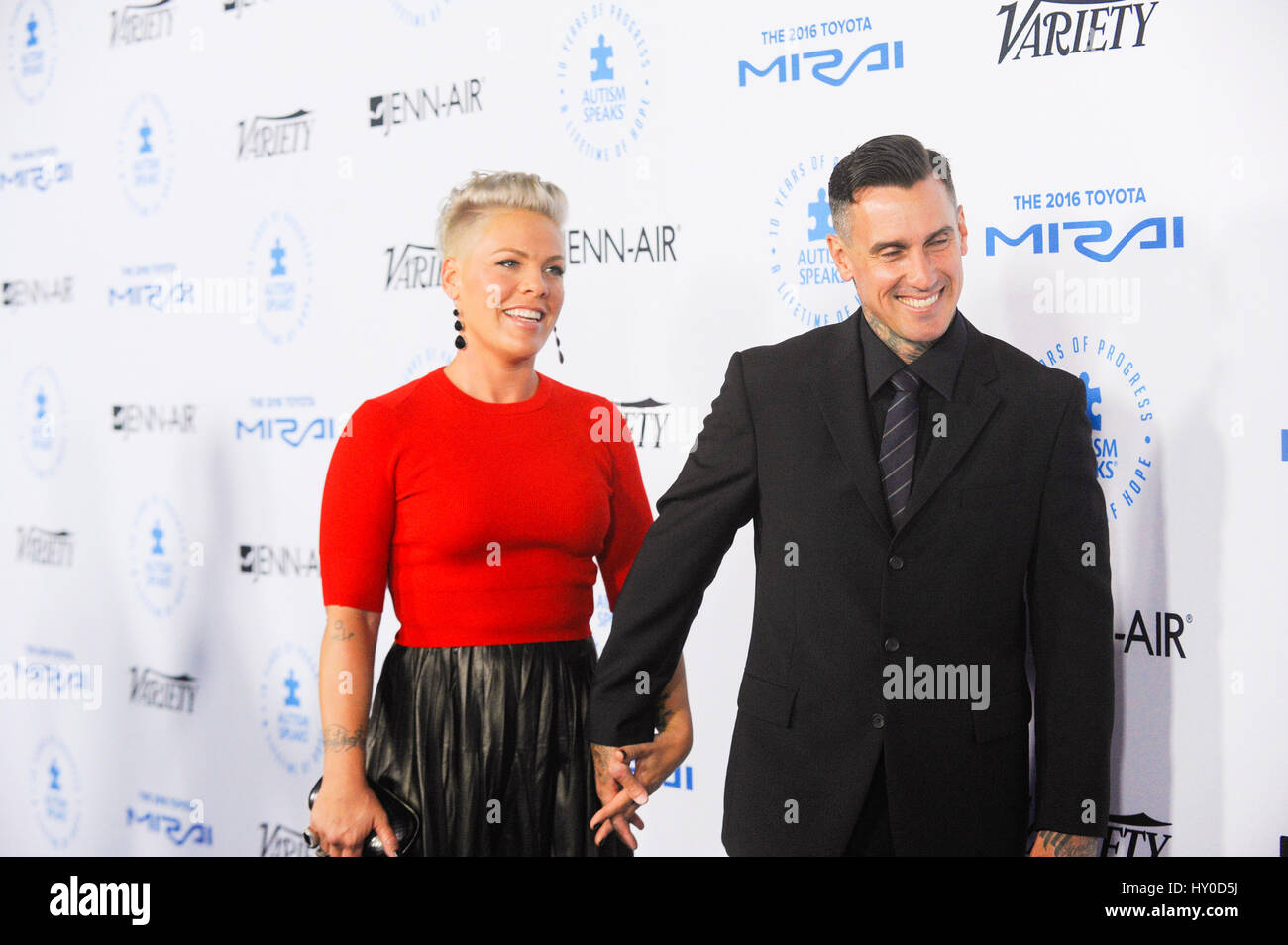 Singer Alecia Beth Moore aka Pink and husband Carey Hart arrive at ...