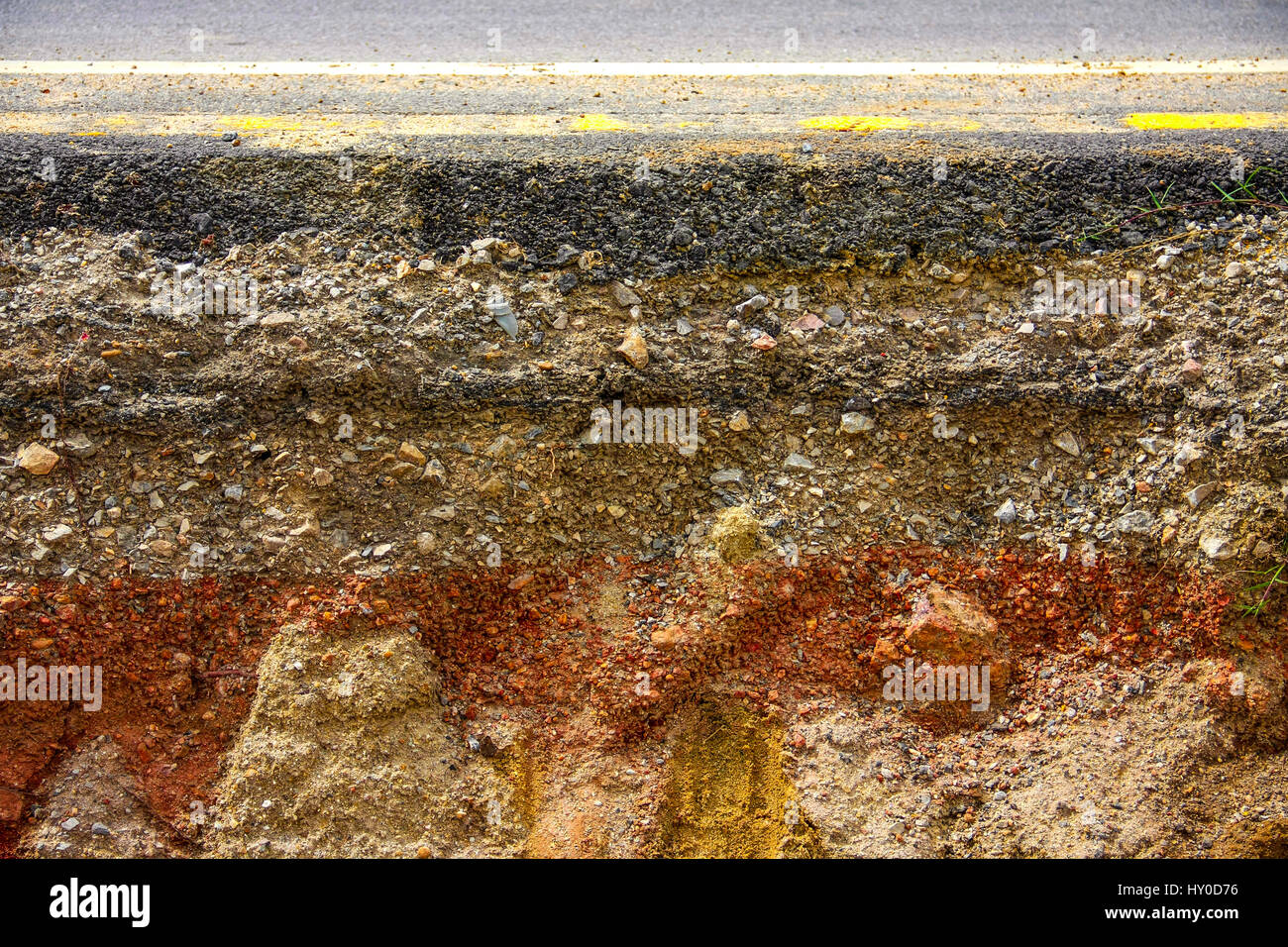 Layer of asphalt road was scour, Corrode, well-worn and clipped Stock ...