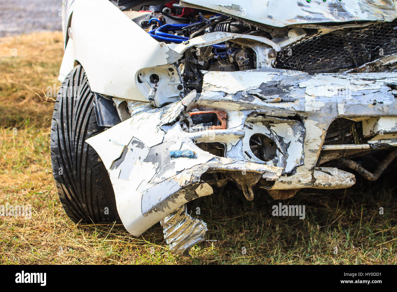 Close up body of car get damaged by accident Stock Photo - Alamy