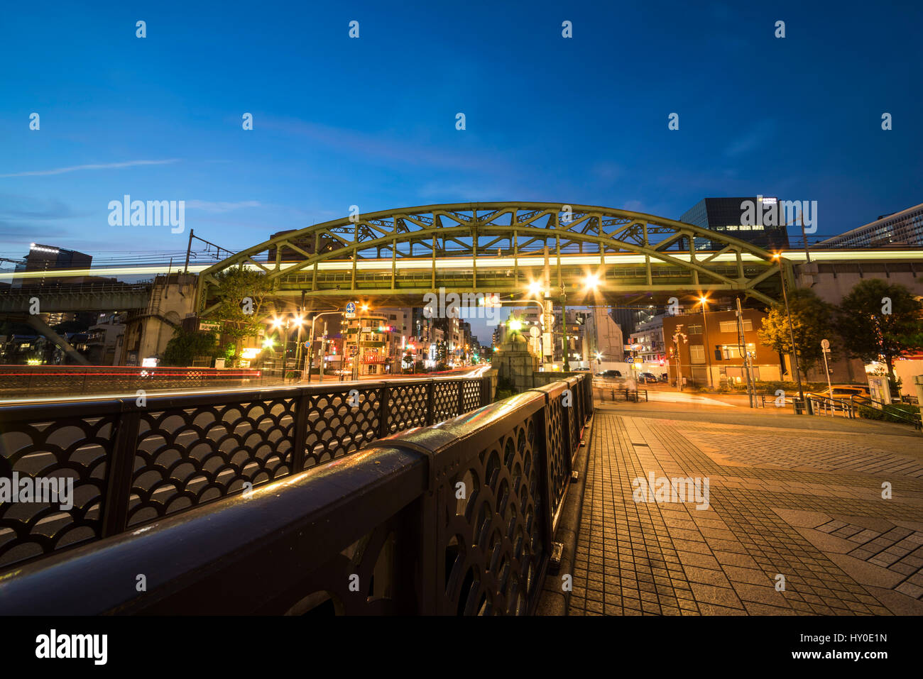 Sobu Line Matsuzumicho Bridge, view from Shoheibashi Bridge, Chiyoda-Ku ...