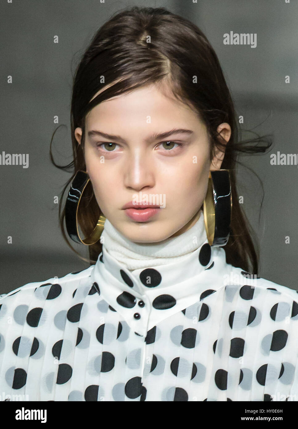 NEW YORK, NY - FEBRUARY 13, 2017: Sara Witt walks the runway at the ...