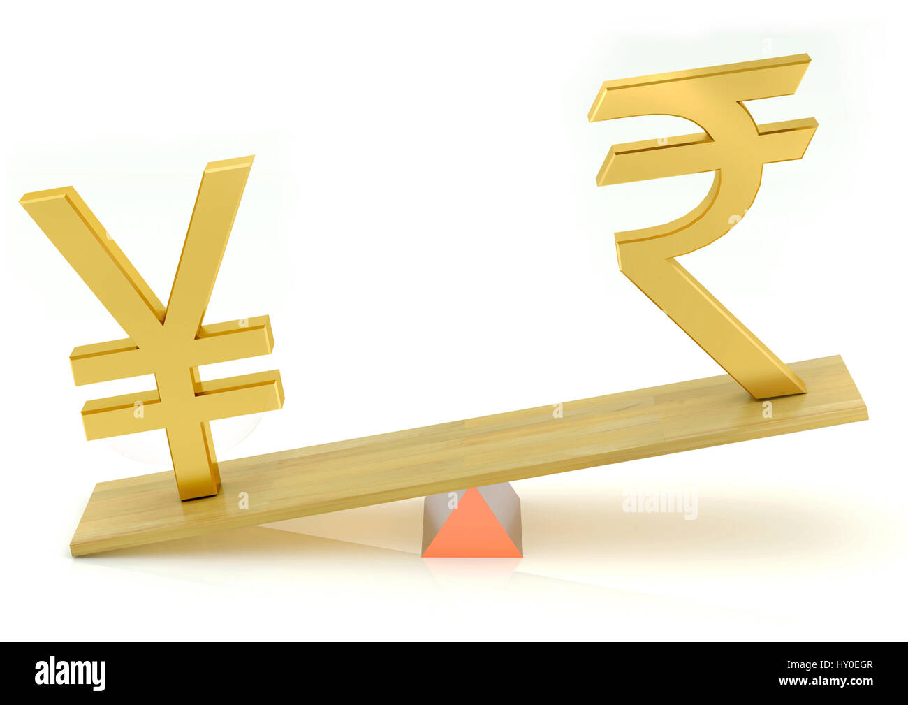 Balancing, japanese yuan and indian rupee Stock Photo - Alamy