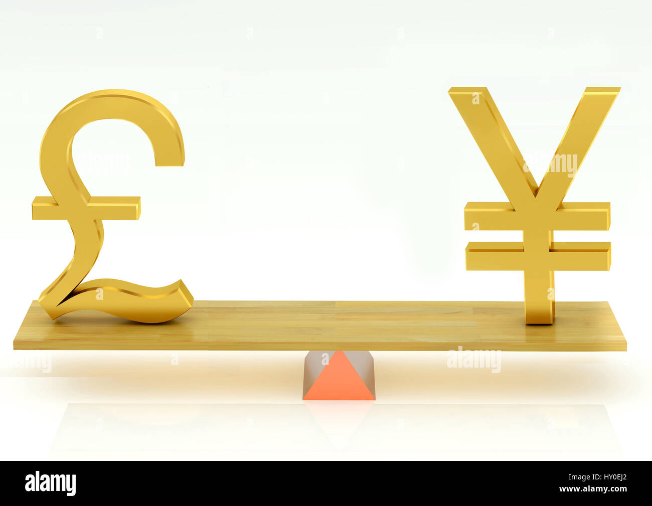 Balancing, united kingdom pound and japanese yuan Stock Photo - Alamy