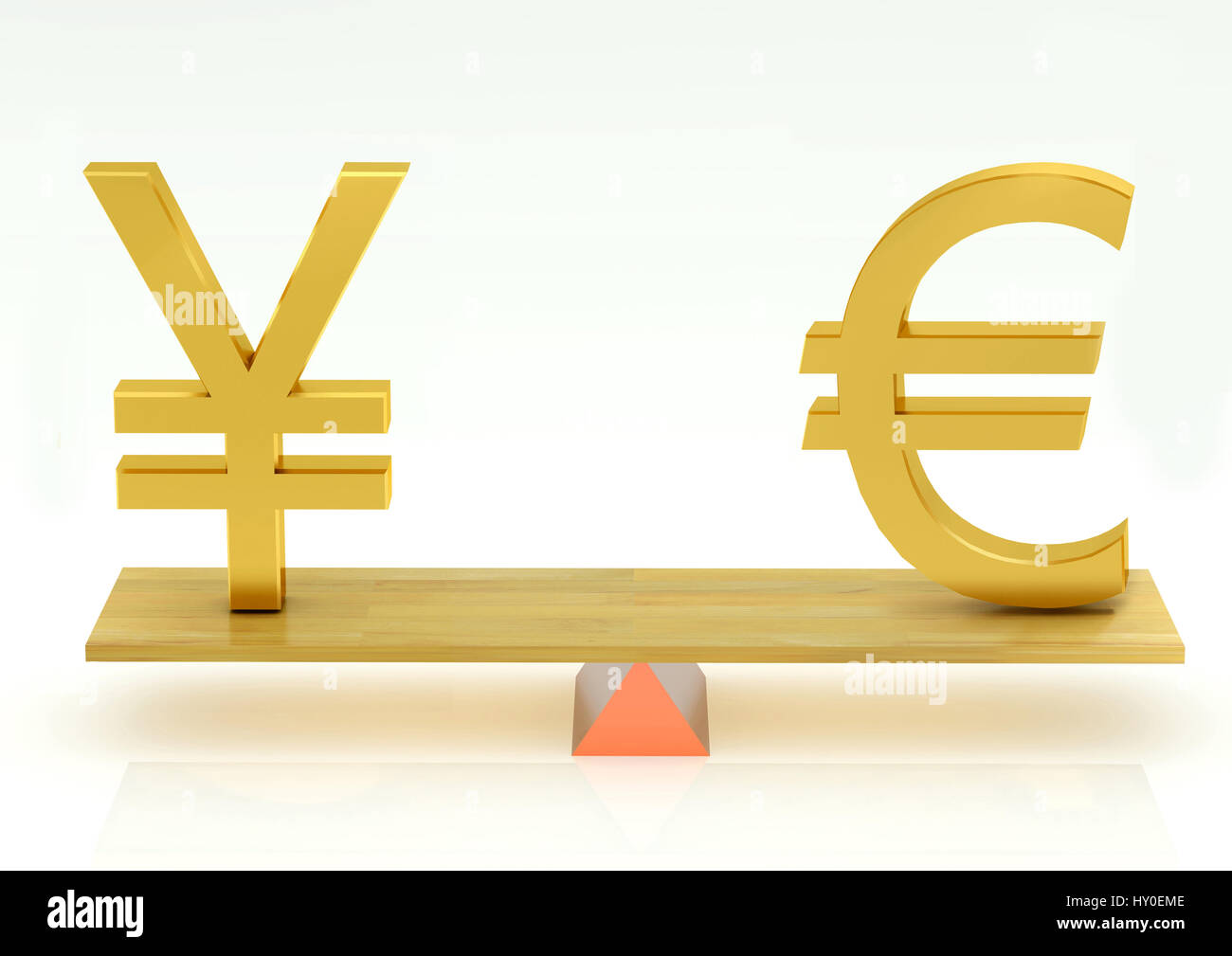 Balancing, japanese yen and euro currency Stock Photo - Alamy