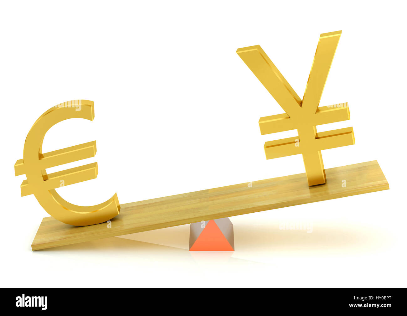 Balancing, euro currency and japanese yen Stock Photo - Alamy