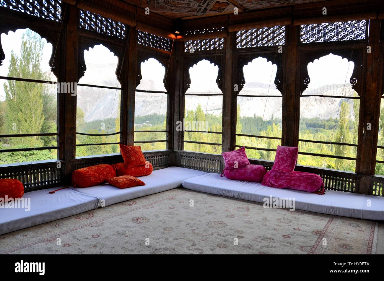 A royal room overlooking the mountains at Khaplu Palace Gilgit ...