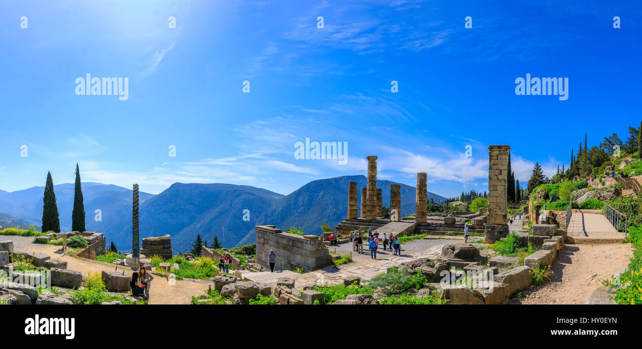 View of the famous ruins in Delphi, Greece Stock Photo - Alamy