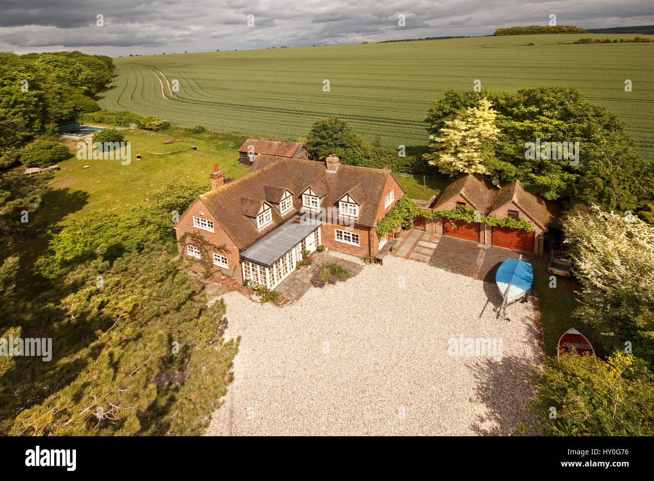 Aerial view of houses uk Stock Photo - Alamy
