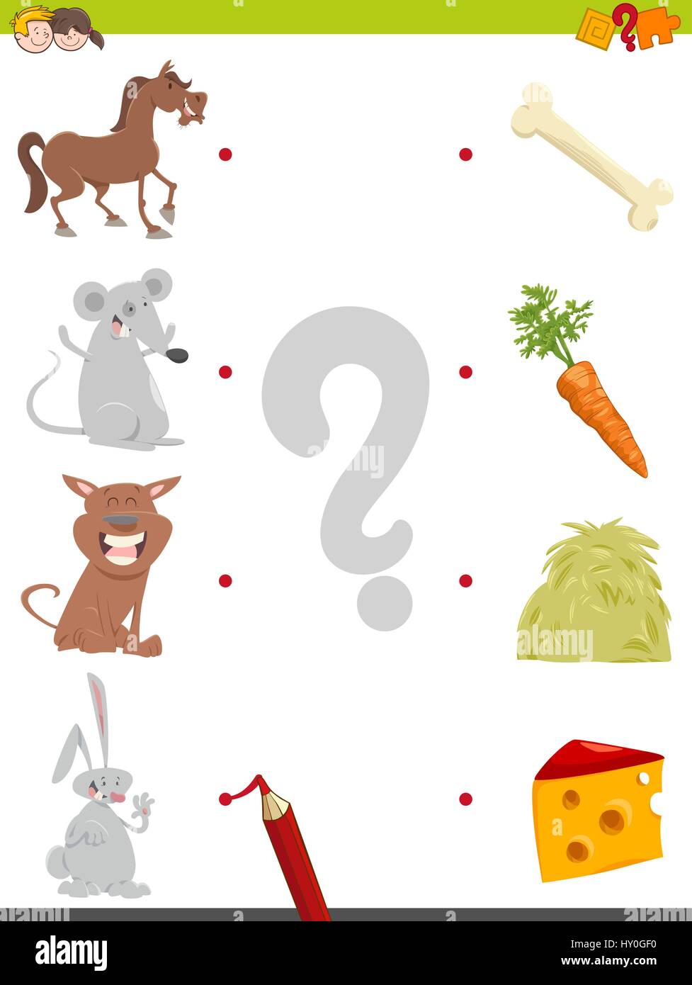 Cartoon Illustration of Education Pictures Matching Activity Game for ...