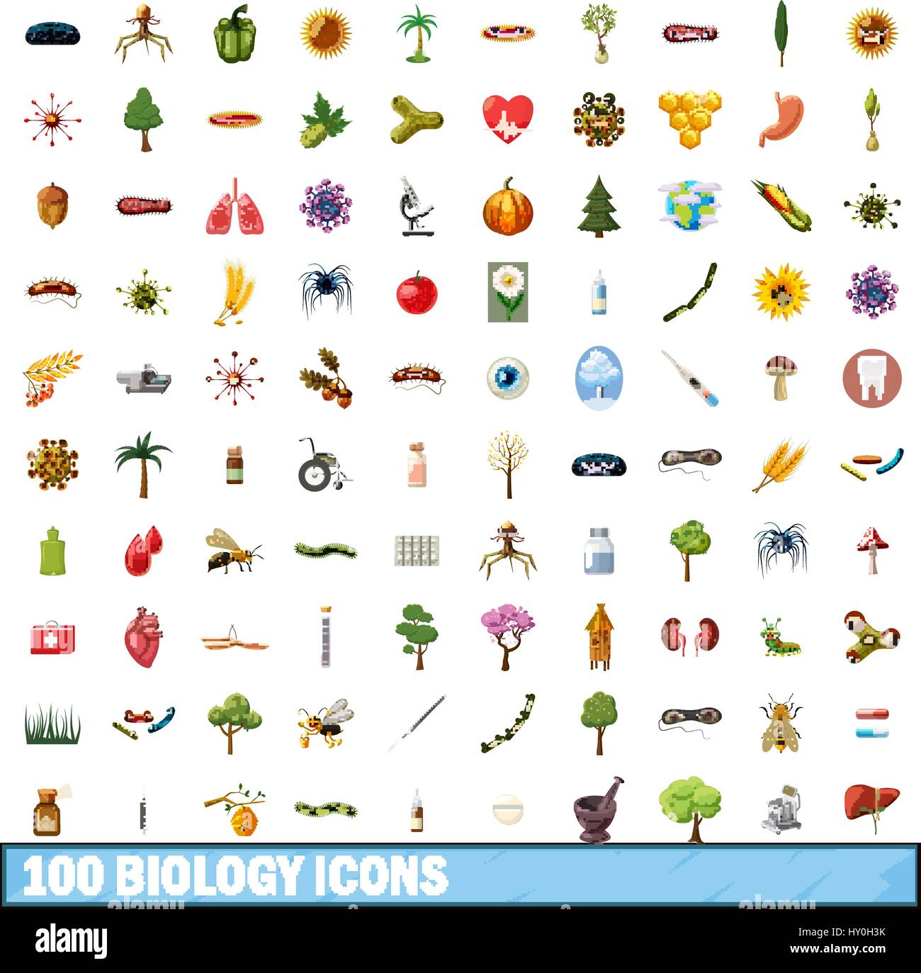 100 biology icons set, cartoon style Stock Vector Image & Art - Alamy