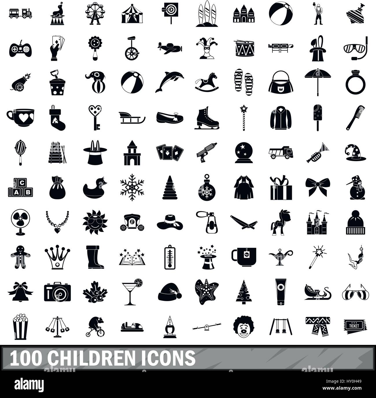 100 children icons set, simple style Stock Vector Image & Art - Alamy
