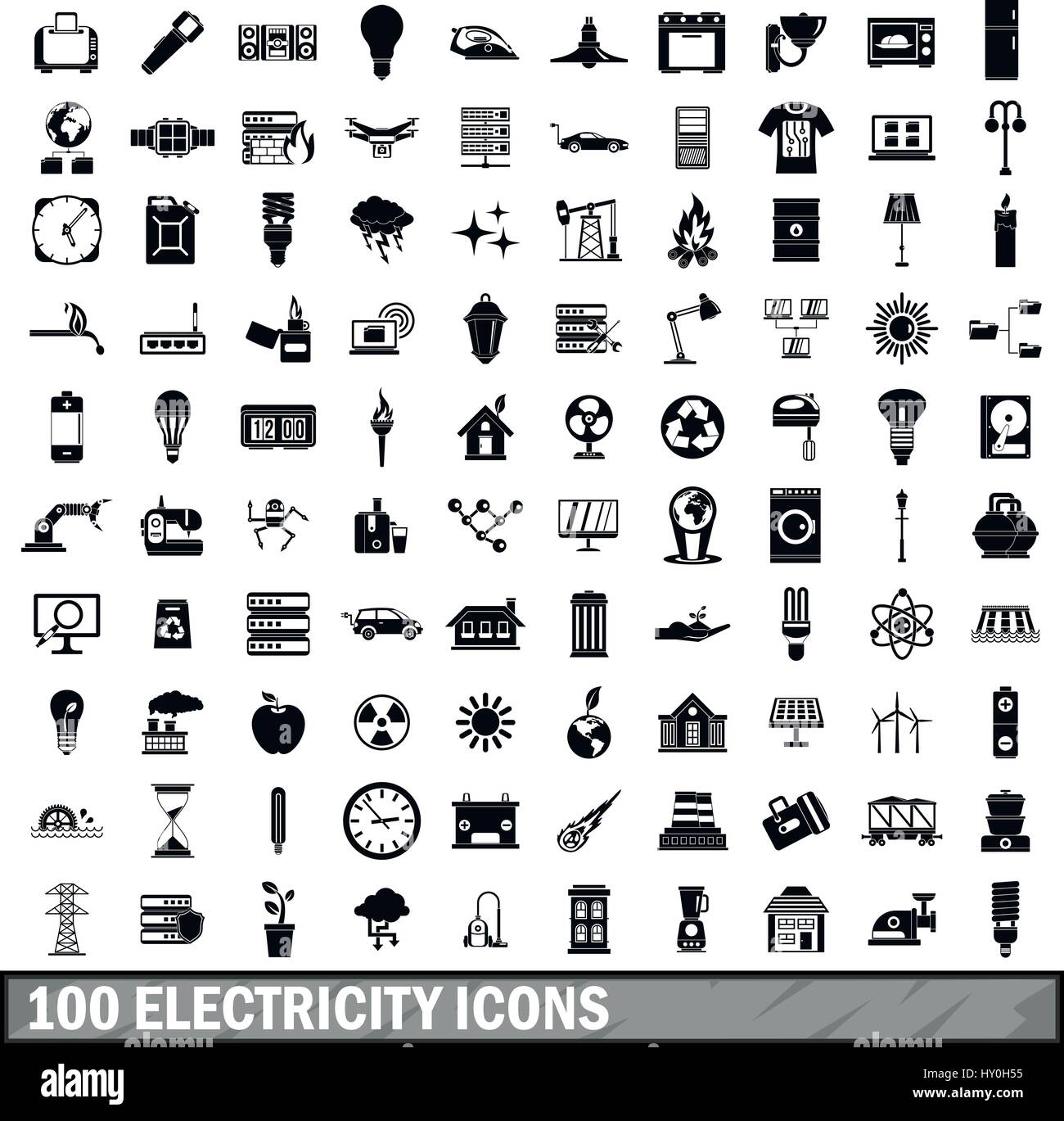 100 electricity icons set, simple style Stock Vector Image & Art - Alamy