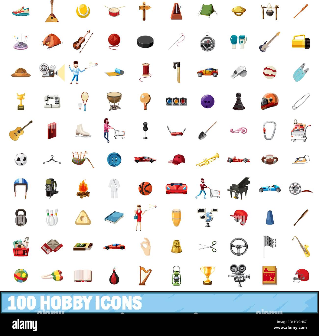 100 hobby icons set, cartoon style Stock Vector Image & Art - Alamy