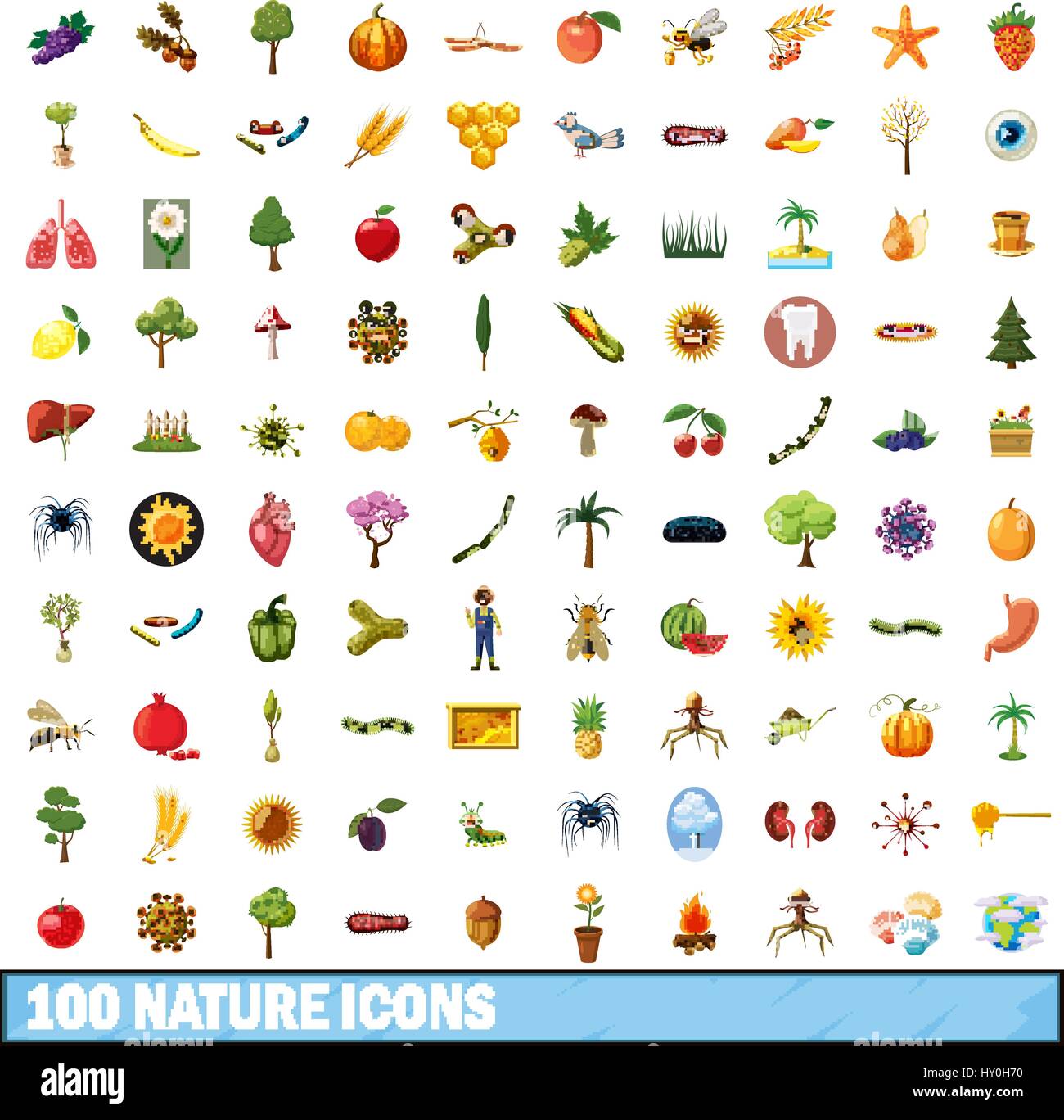 100 nature icons set, cartoon style Stock Vector Image & Art - Alamy