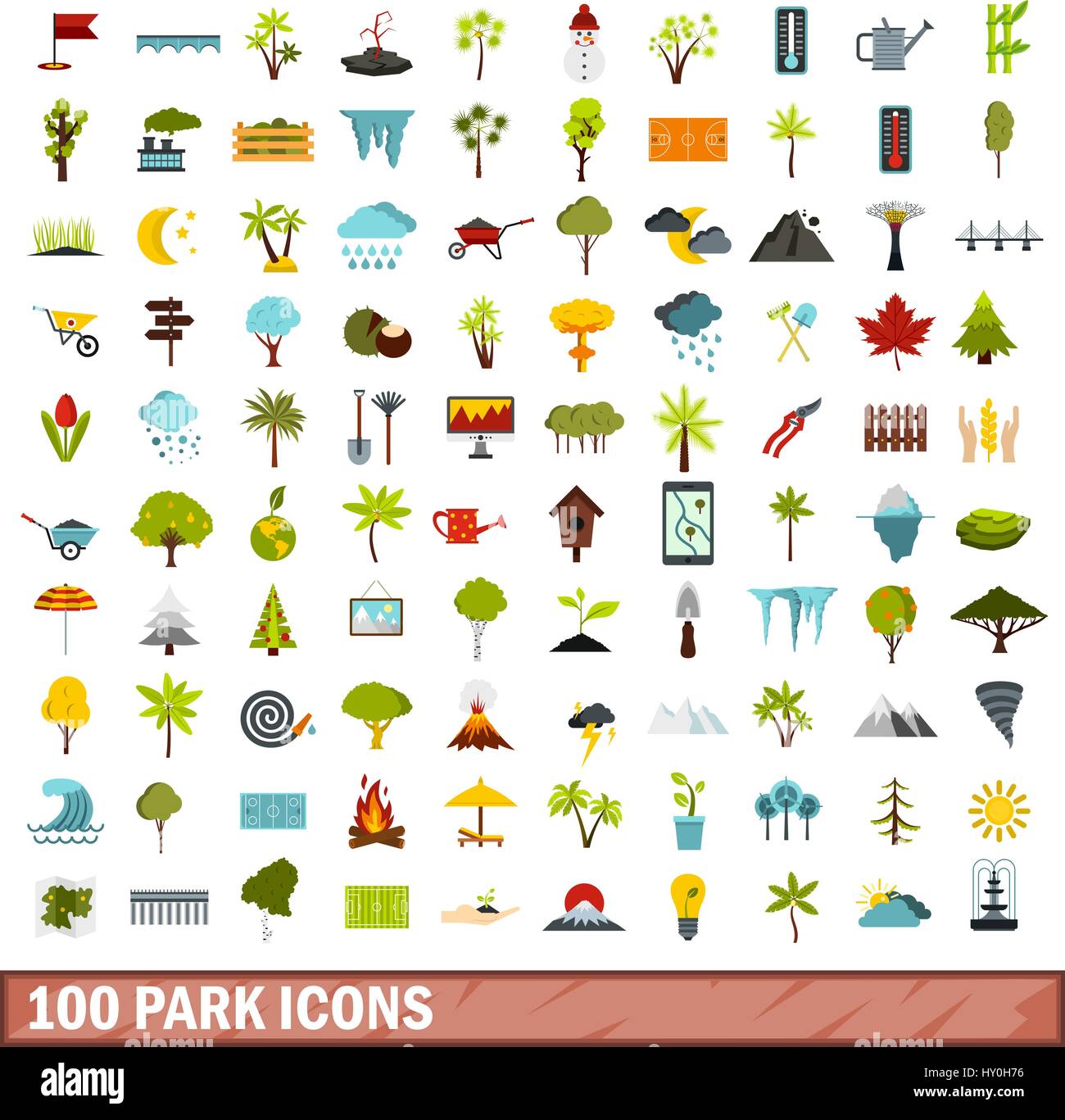 100 park icons set, flat style Stock Vector Image & Art - Alamy