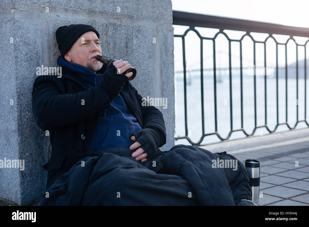 Awful old man living on the pavement Stock Photo - Alamy
