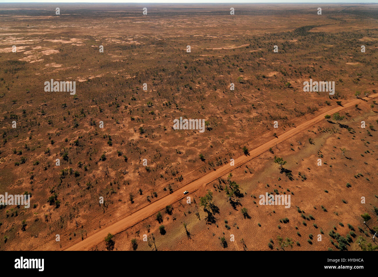 Aerial view of a Western Australian outback desert scene, with one lone ...