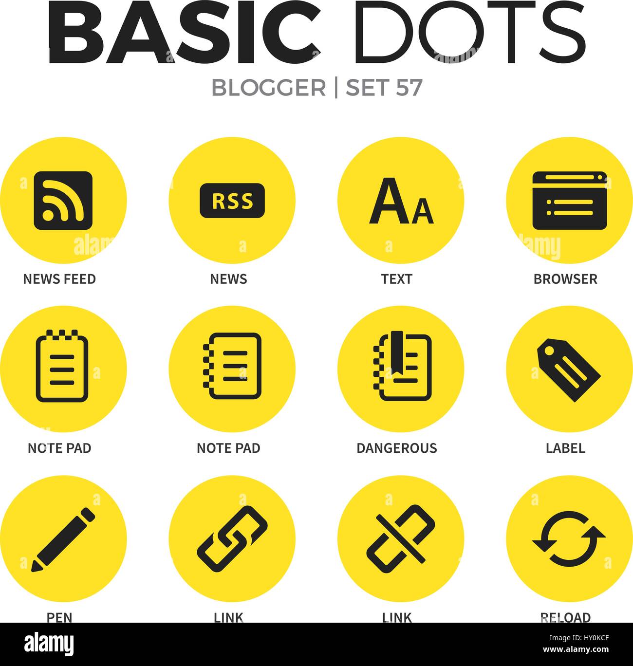 Blogger flat icons vector set Stock Vector Image & Art - Alamy