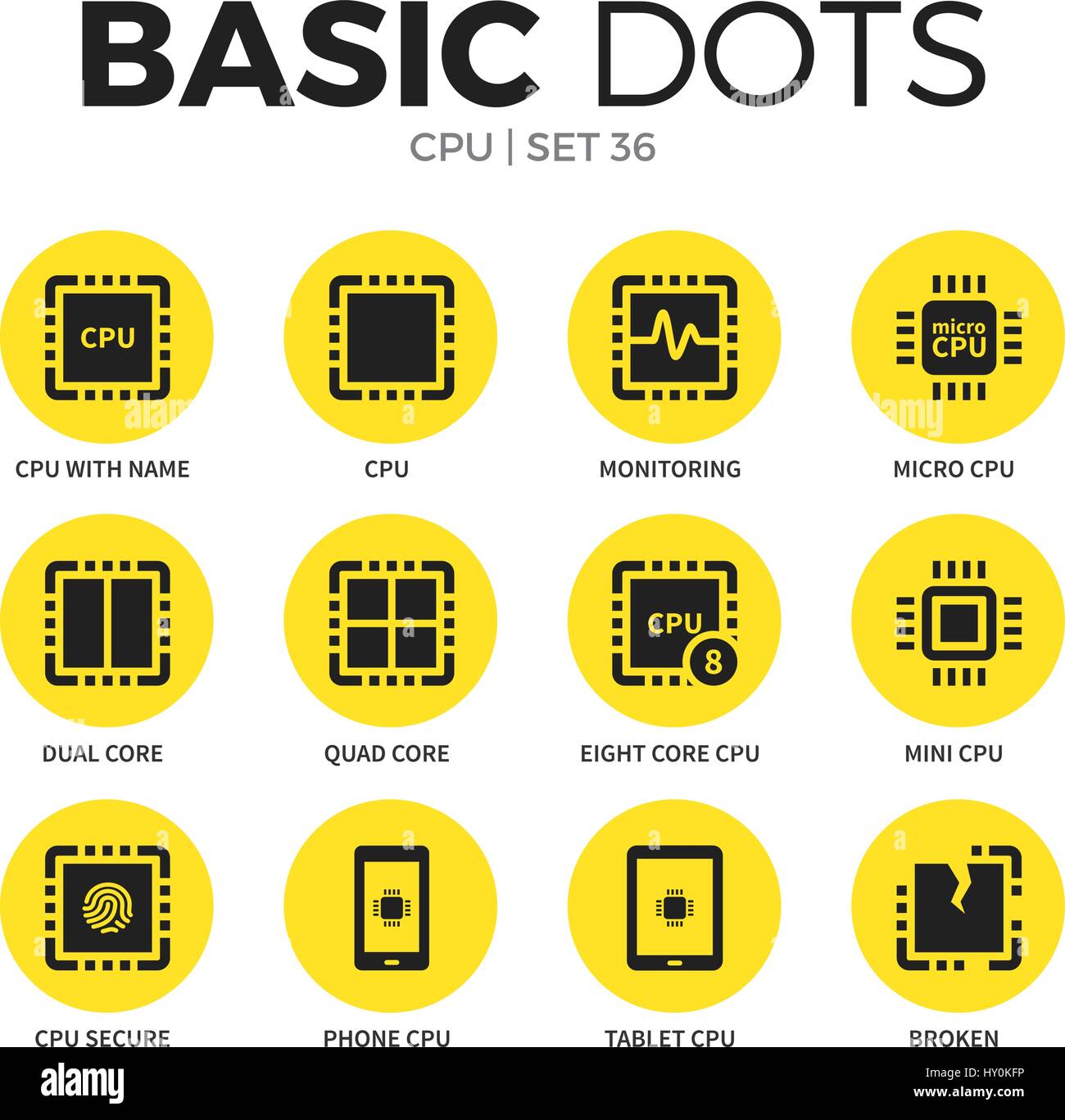 CPU flat icons vector set Stock Vector Image & Art - Alamy