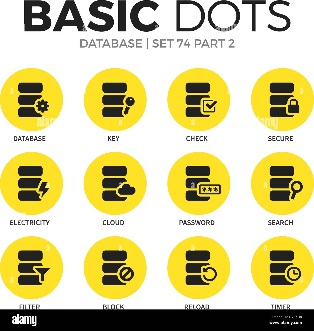 Database Flat Icons Vector Set Stock Vector Image And Art Alamy