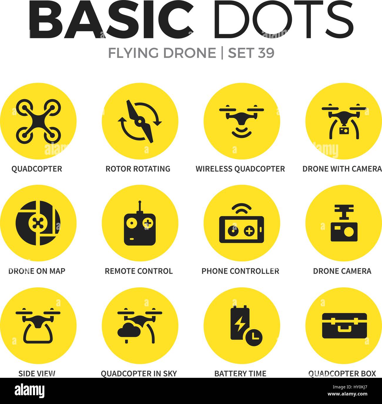 Flying drone flat icons vector set Stock Vector Image & Art - Alamy