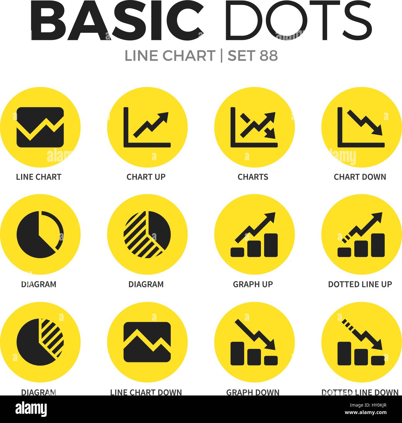 Line chart flat icons vector set Stock Vector Image & Art - Alamy