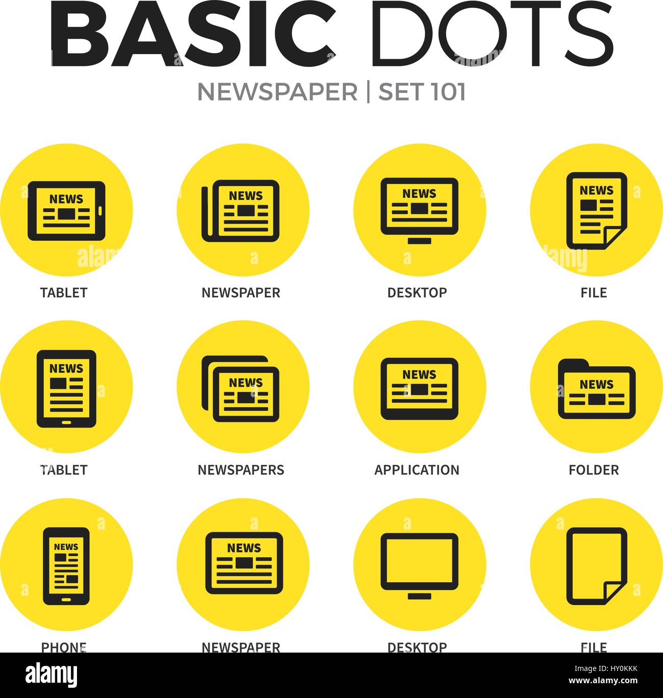 Newspaper flat icons vector set Stock Vector Image & Art - Alamy
