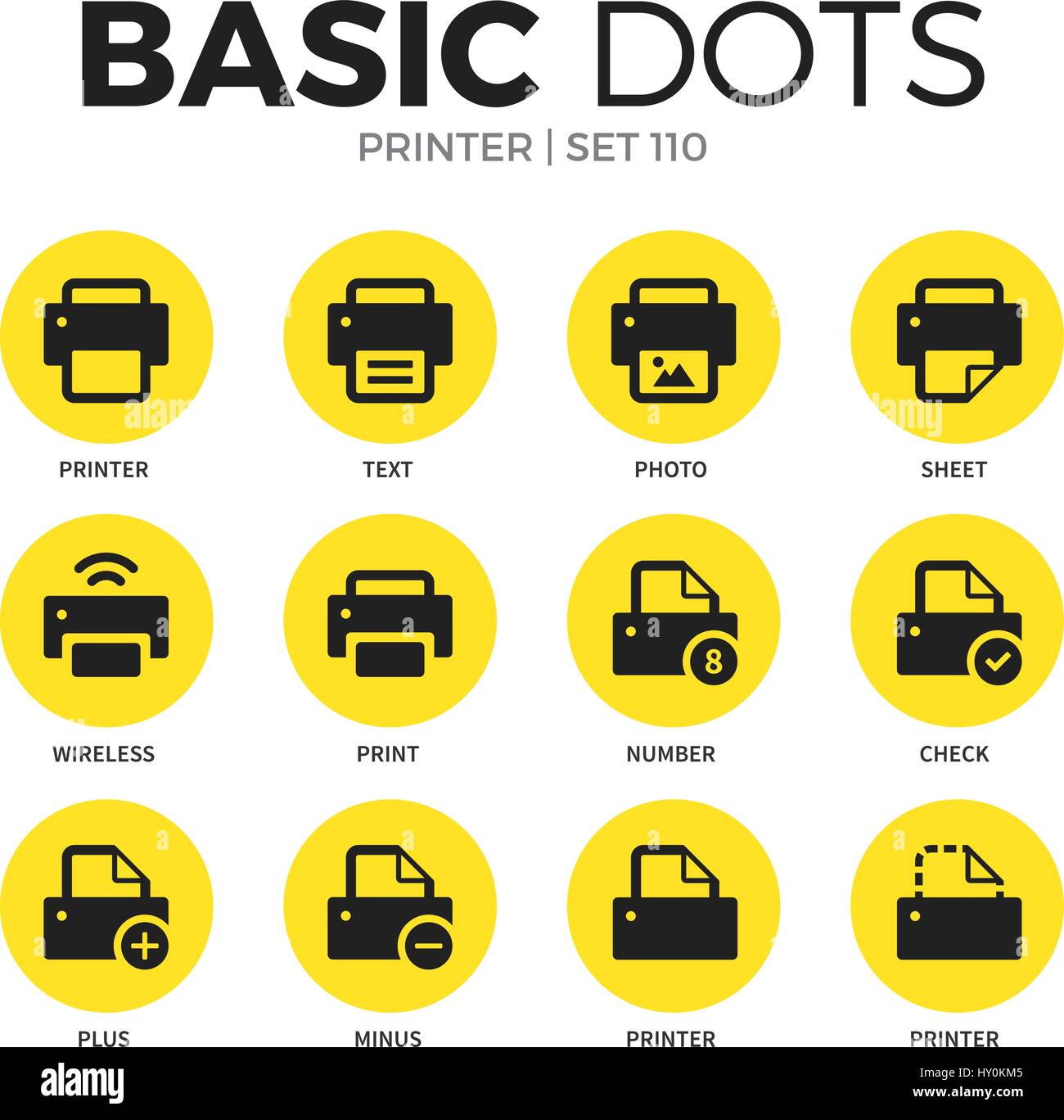 Printer flat icons vector set Stock Vector Image & Art - Alamy