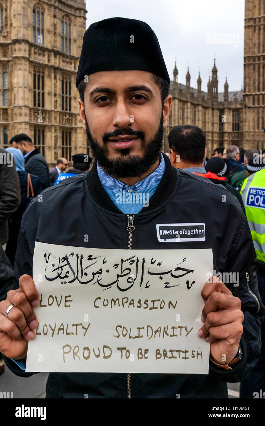 Young British Muslims Hold Up Signs On Westminster Bridge Expressing ...