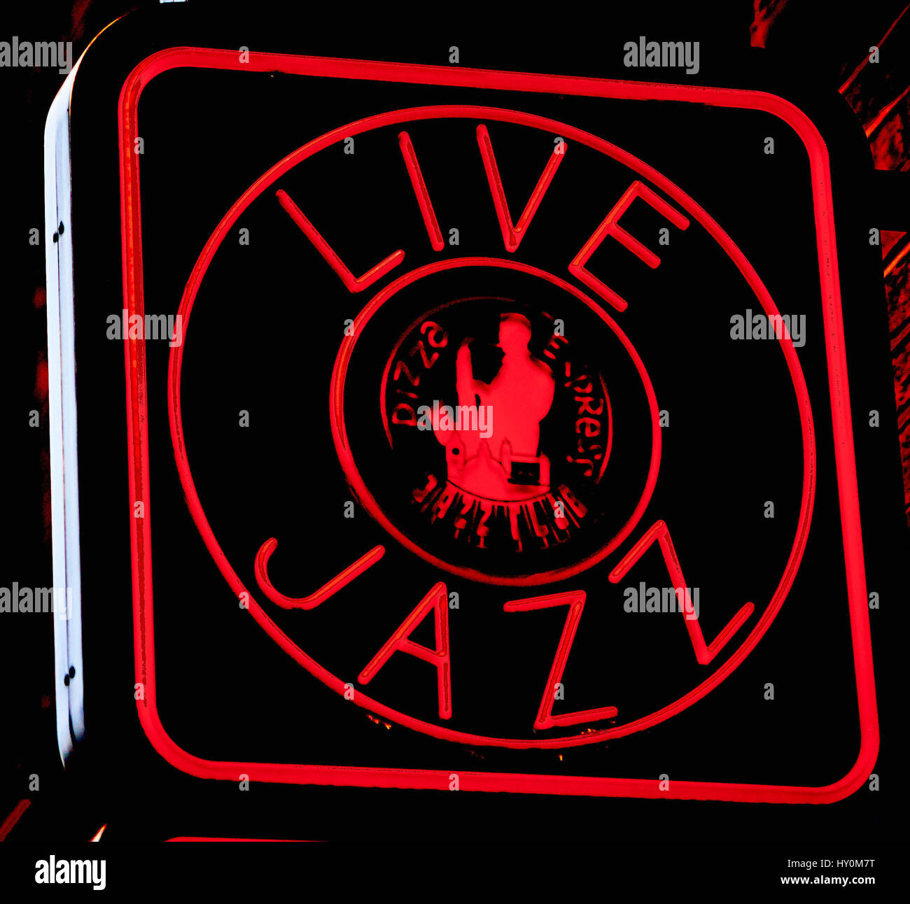 Neon signs for live jazz at Pizza Express in London Stock Photo - Alamy