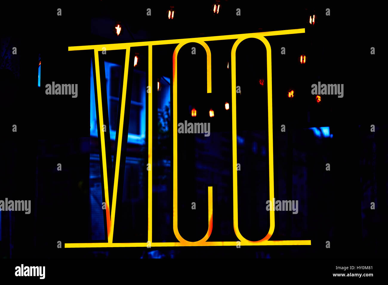 Neon sign for Vico restaurant in London Stock Photo - Alamy