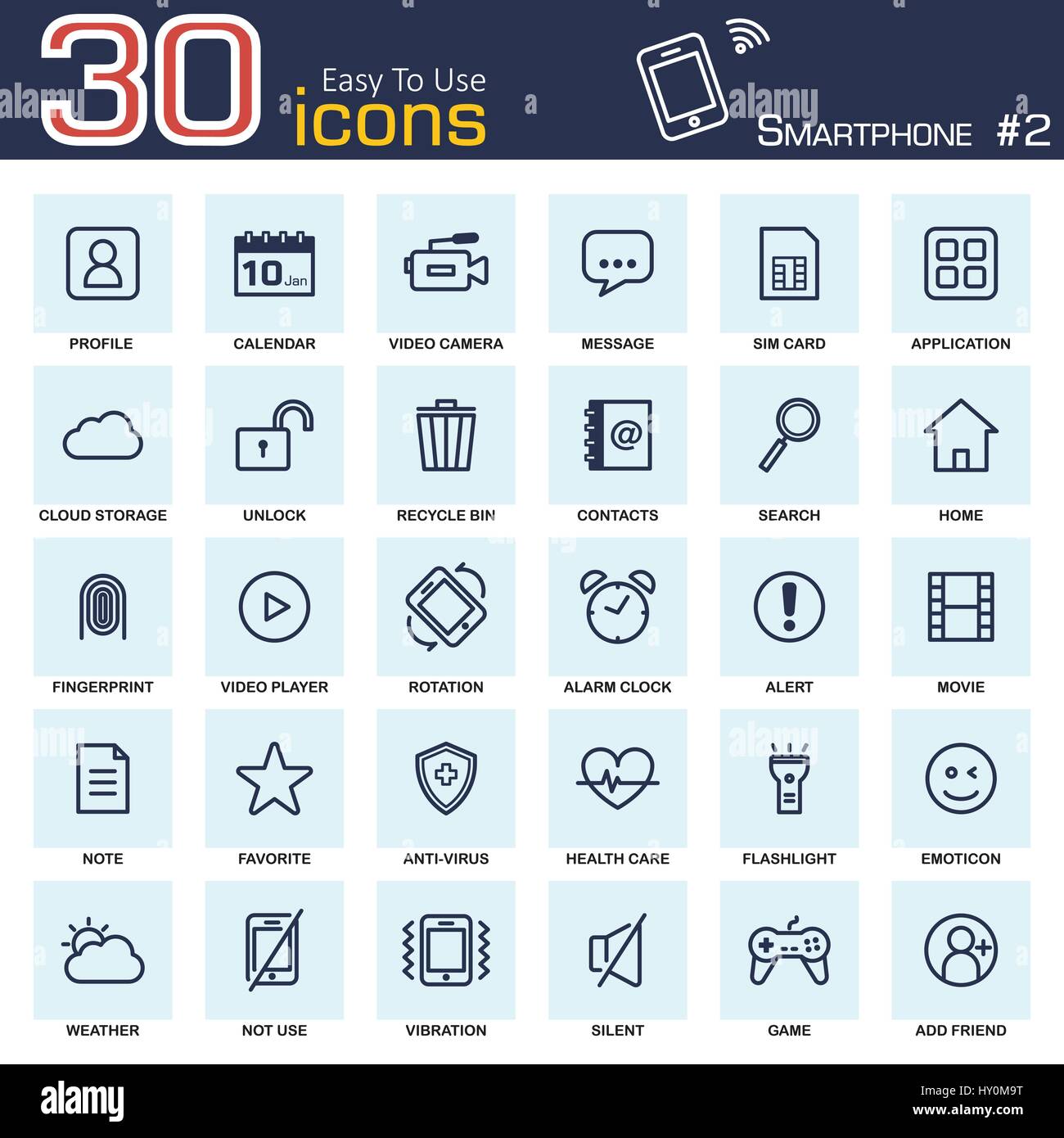 Smartphone system icon set 2 . outline style Stock Vector Image & Art ...