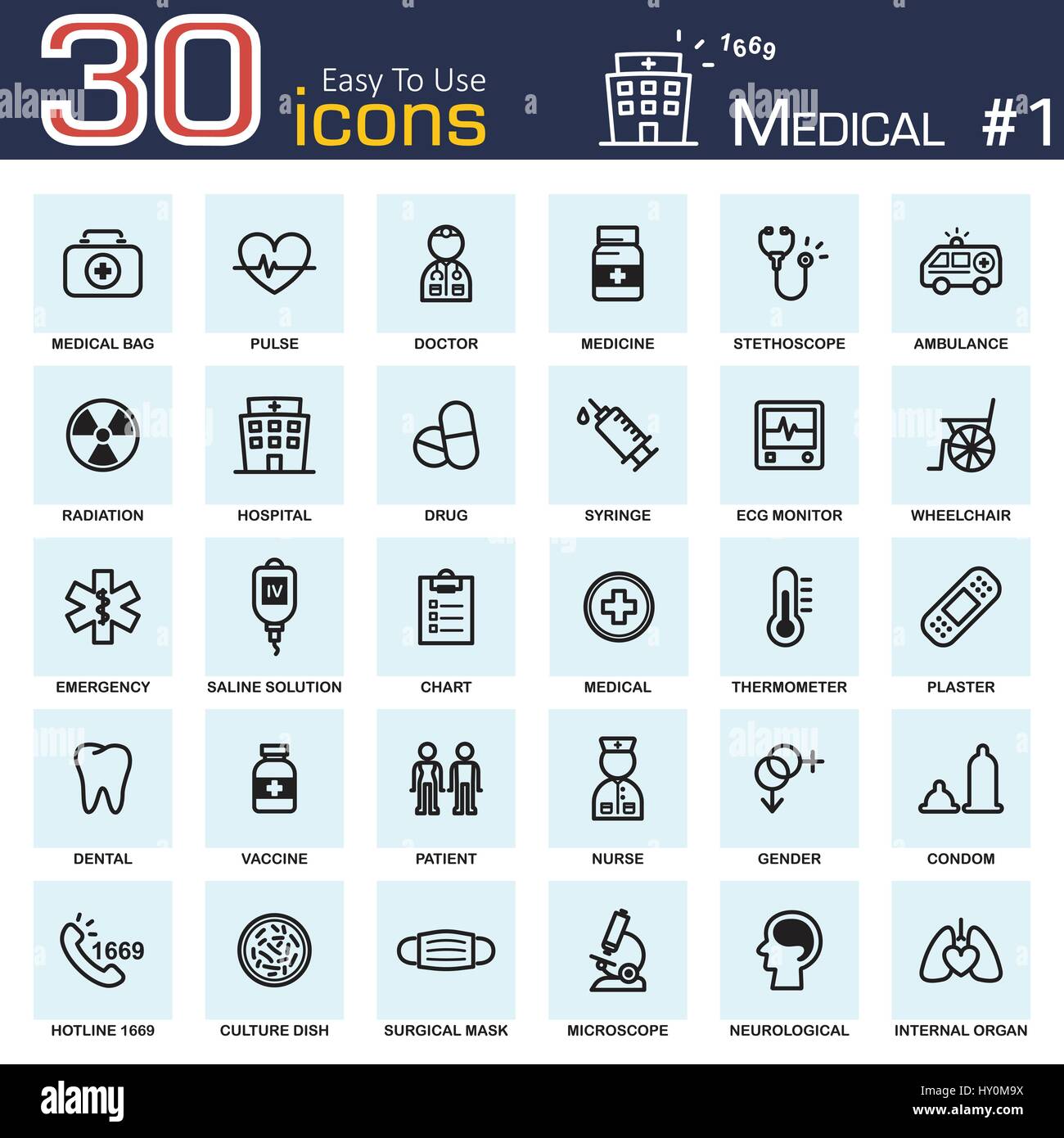 Medical icon set 1 . outline style Stock Vector Image & Art - Alamy