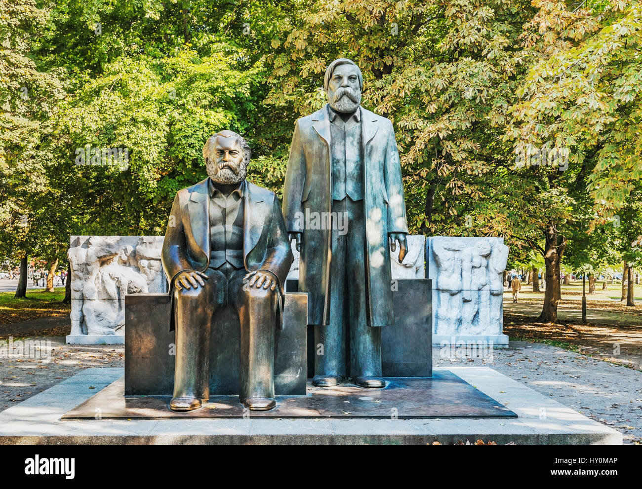 The monument of Karl Marx and Friedrich Engels is located in the Berlin ...