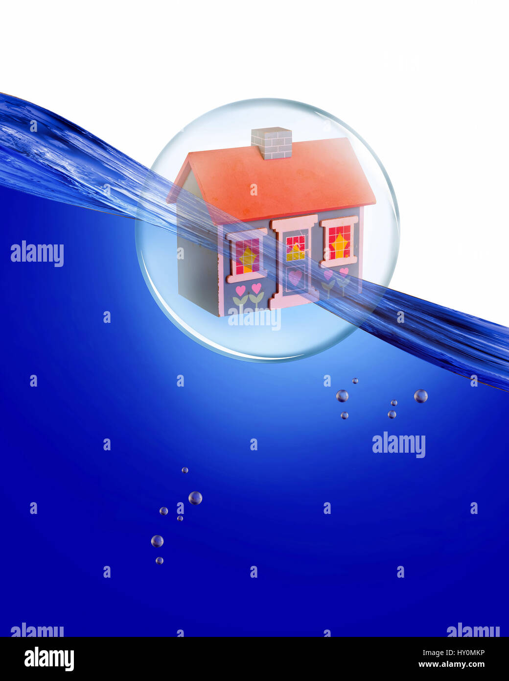 Home in a bubble floating in the blue water Stock Photo - Alamy
