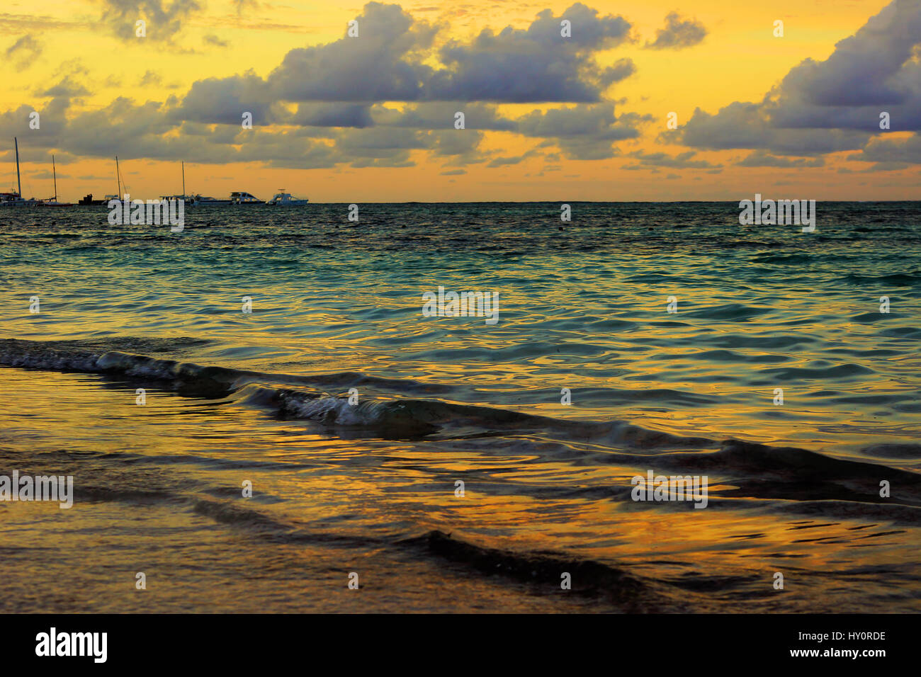 Golden hour sunset on the sea, HDR Stock Photo - Alamy