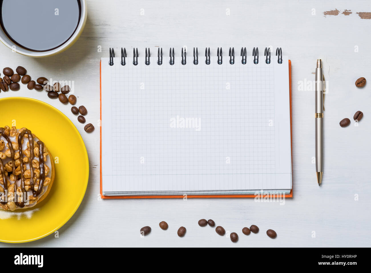 Coffee break with snack Stock Photo - Alamy
