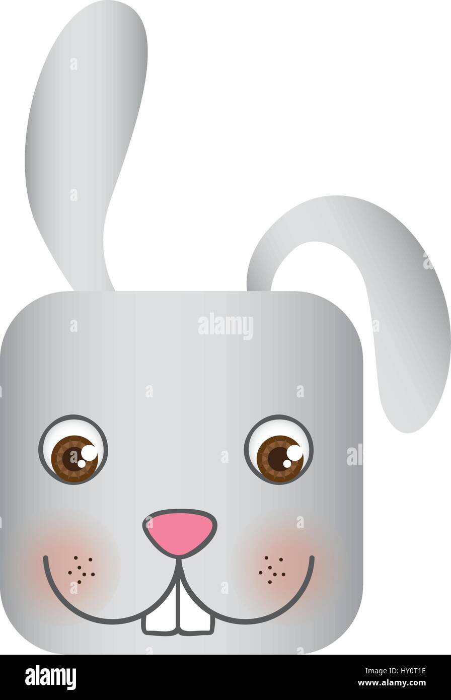 white cute rabbit head cartoon Stock Vector Image & Art - Alamy