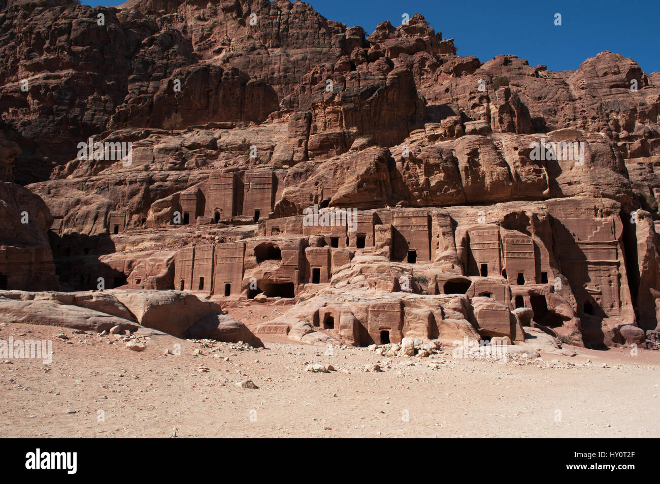Jordan: view of the Street of Facades, row of monumental Nabataean ...