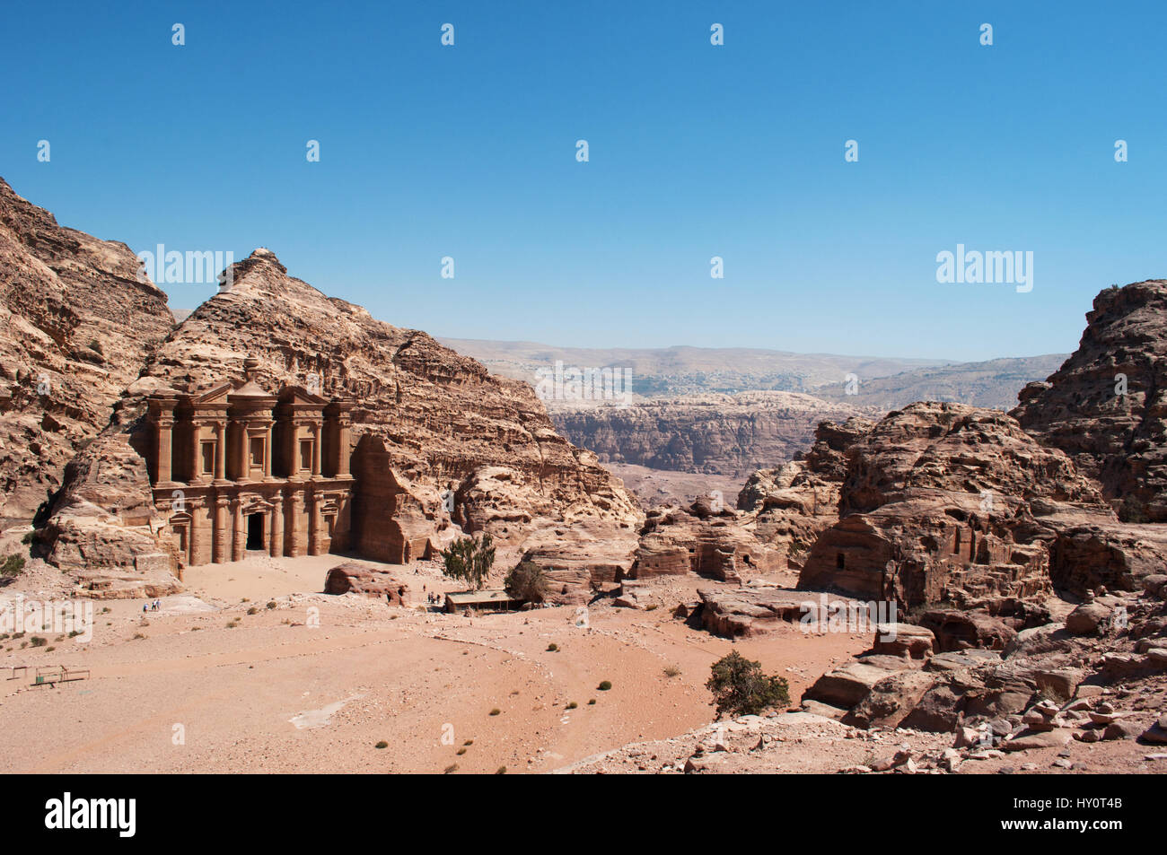 Jordan: the Jordanian landscape with view of the Monastery, the ...